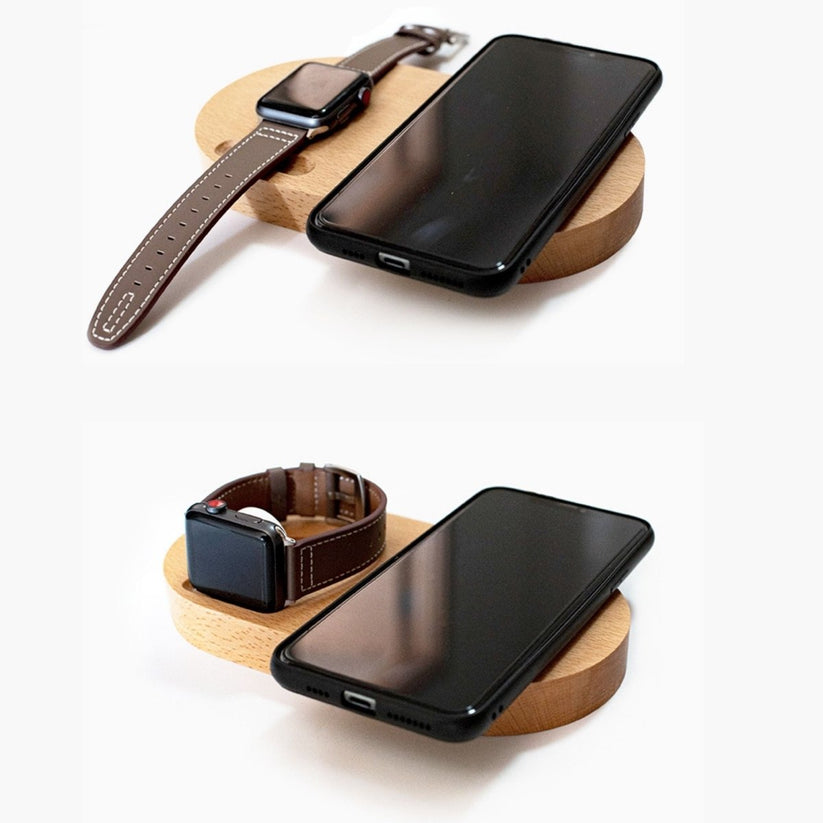 Wood 2 in 1 MagSafe Charger Station for iPhone & Apple Watch