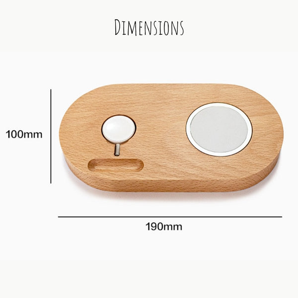 Wood 2 in 1 MagSafe Charger Station for iPhone & Apple Watch