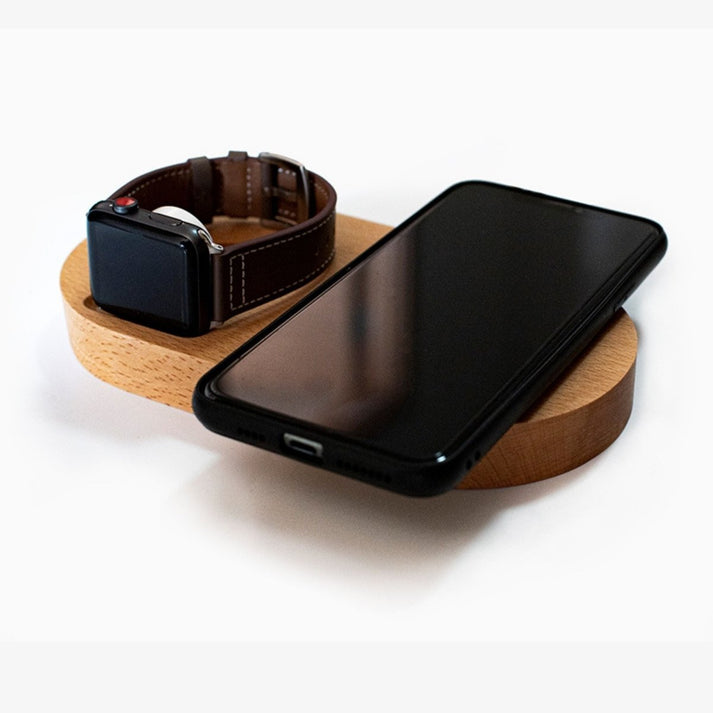 Wood 2 in 1 MagSafe Charger Station for iPhone & Apple Watch