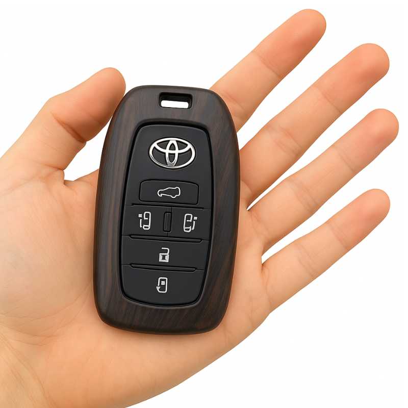 Real Wood Toyota Key Cover Case – Handmade Walnut Protective Shell