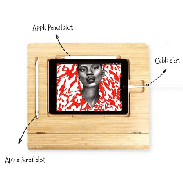 Adjustable Bamboo iPad Stand for Stable Viewing Angle