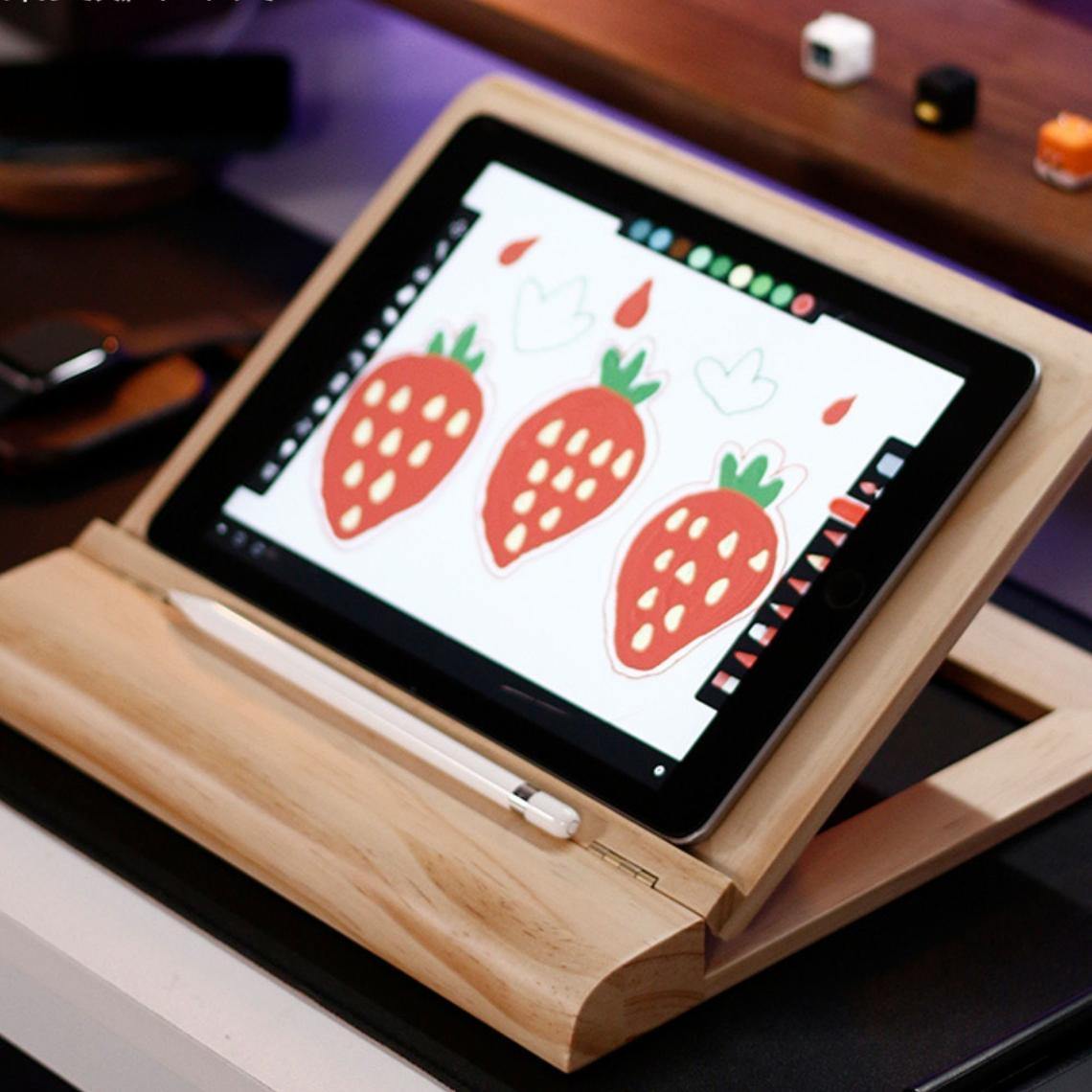 Adjustable Wooden Stand with Wrist Rest for Laptop/Tablet