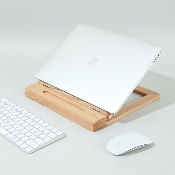 Adjustable Wooden Stand with Wrist Rest for Laptop/Tablet