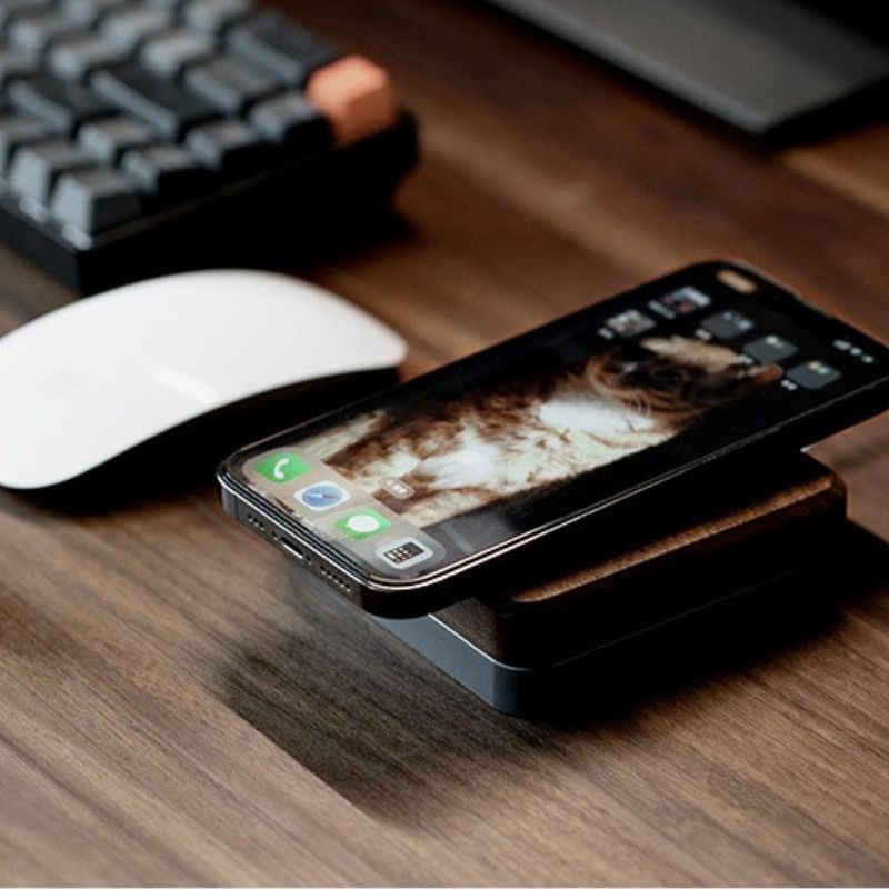 Dark Walnut Wood MagSafe Holder iPhone 15 Compatible Models