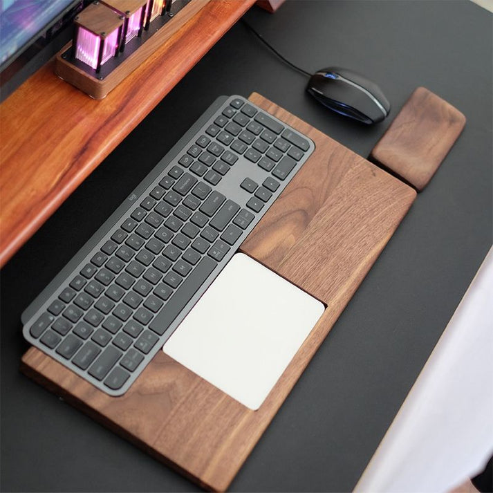 Handmade Dark Walnut Wooden Tray for Logitech MX Keyboards