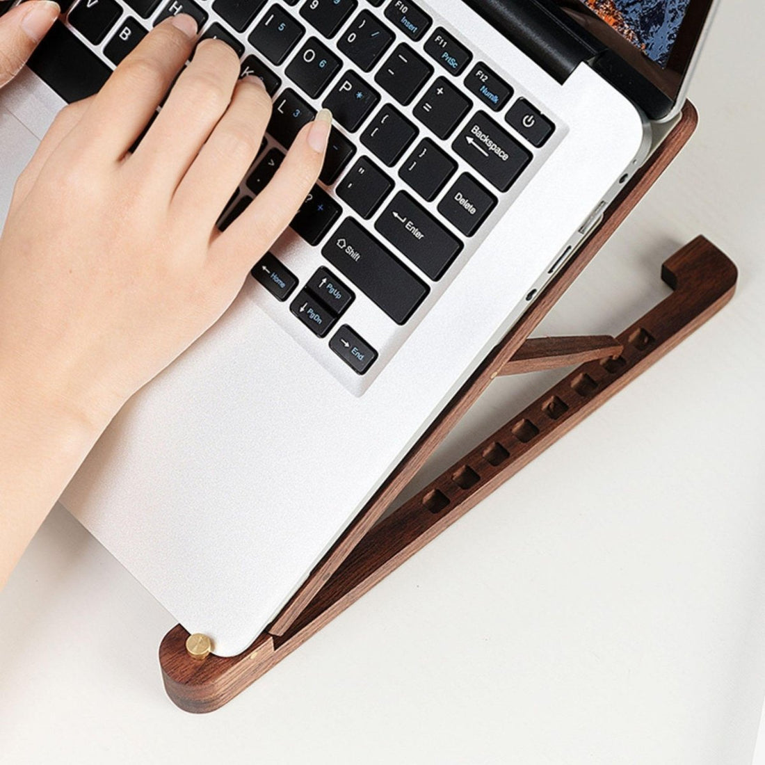 Portable Laptop Stand Wood for Desk - Adjustable Stand