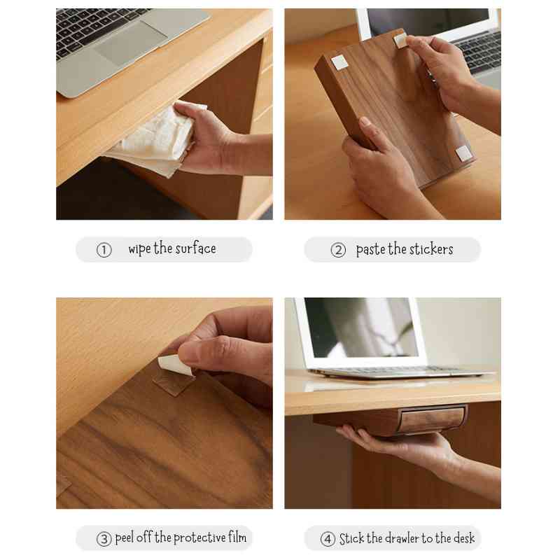 Pull-out Wooden Desk Drawer Hidden Storage