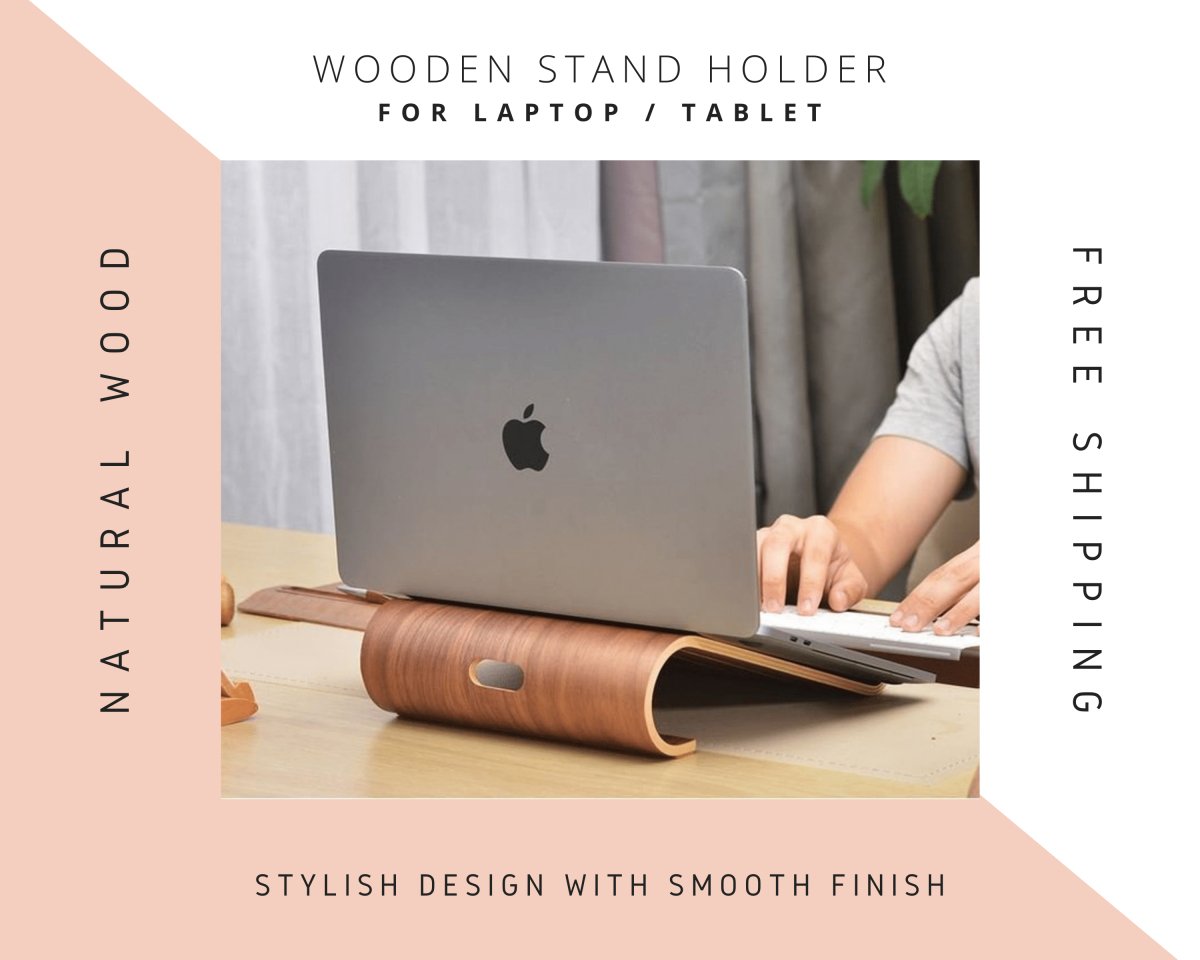 Wooden Laptop Stand Holder for Desk 💻 Classic Wood Design