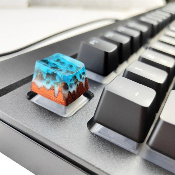 Wooden Resin Snow-Capped Mountains Keycap for Cherry MX ⌨️