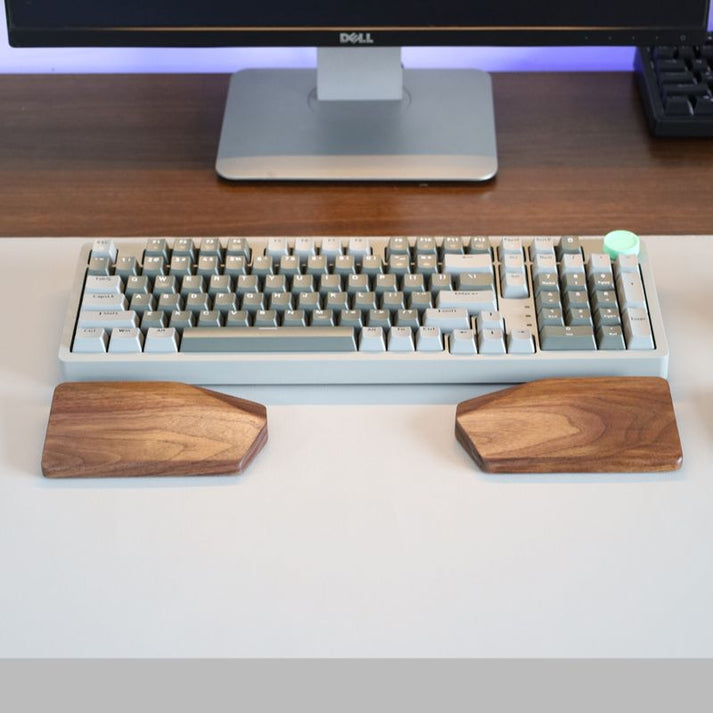 Dark Walnut Split Palm Rest Support for Mechanical Keyboards