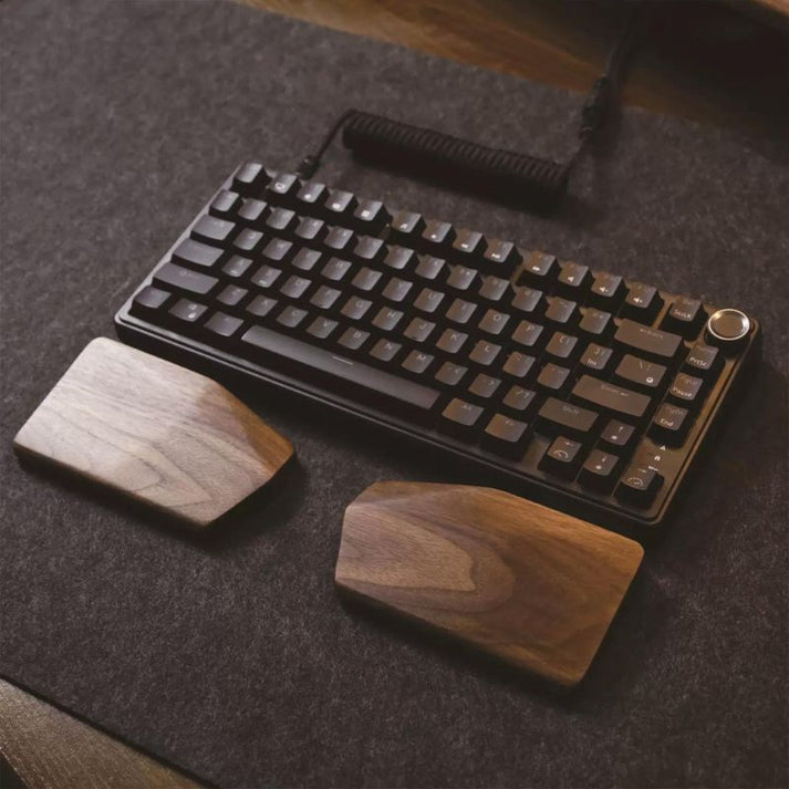 Dark Walnut Split Palm Rest Support for Mechanical Keyboards