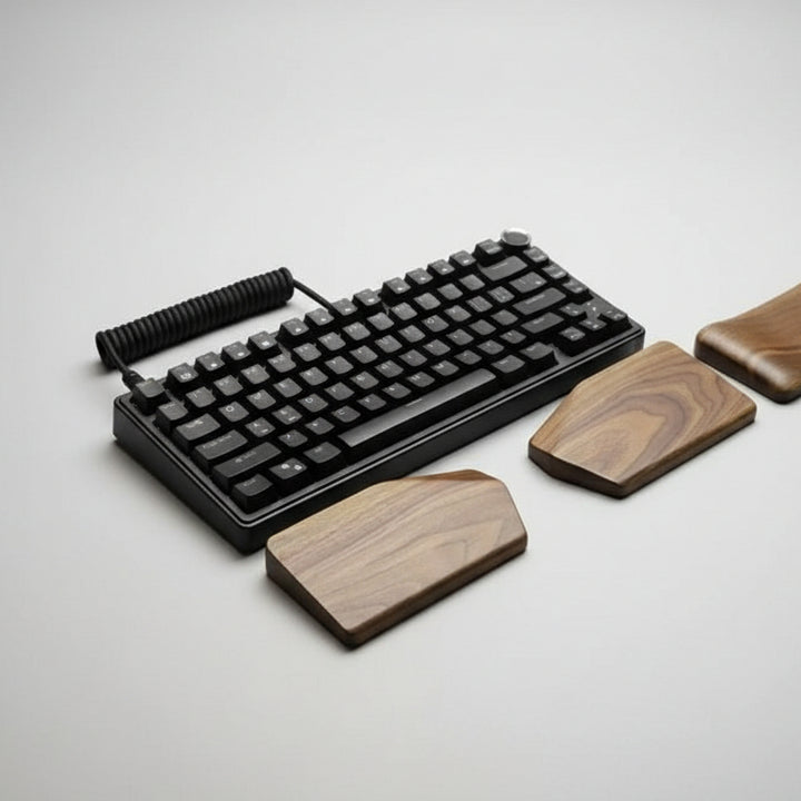 Dark Walnut Split Palm Rest Support for Mechanical Keyboards