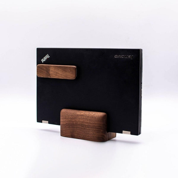 Natural Wood Vertical Laptop Stand Elegant Minimalist Design