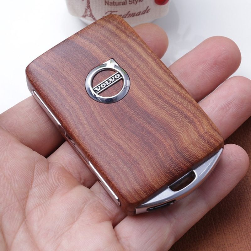 Volvo Car Key Wooden Case Cover Fob with Wristlet 🚗 🌳 🔑