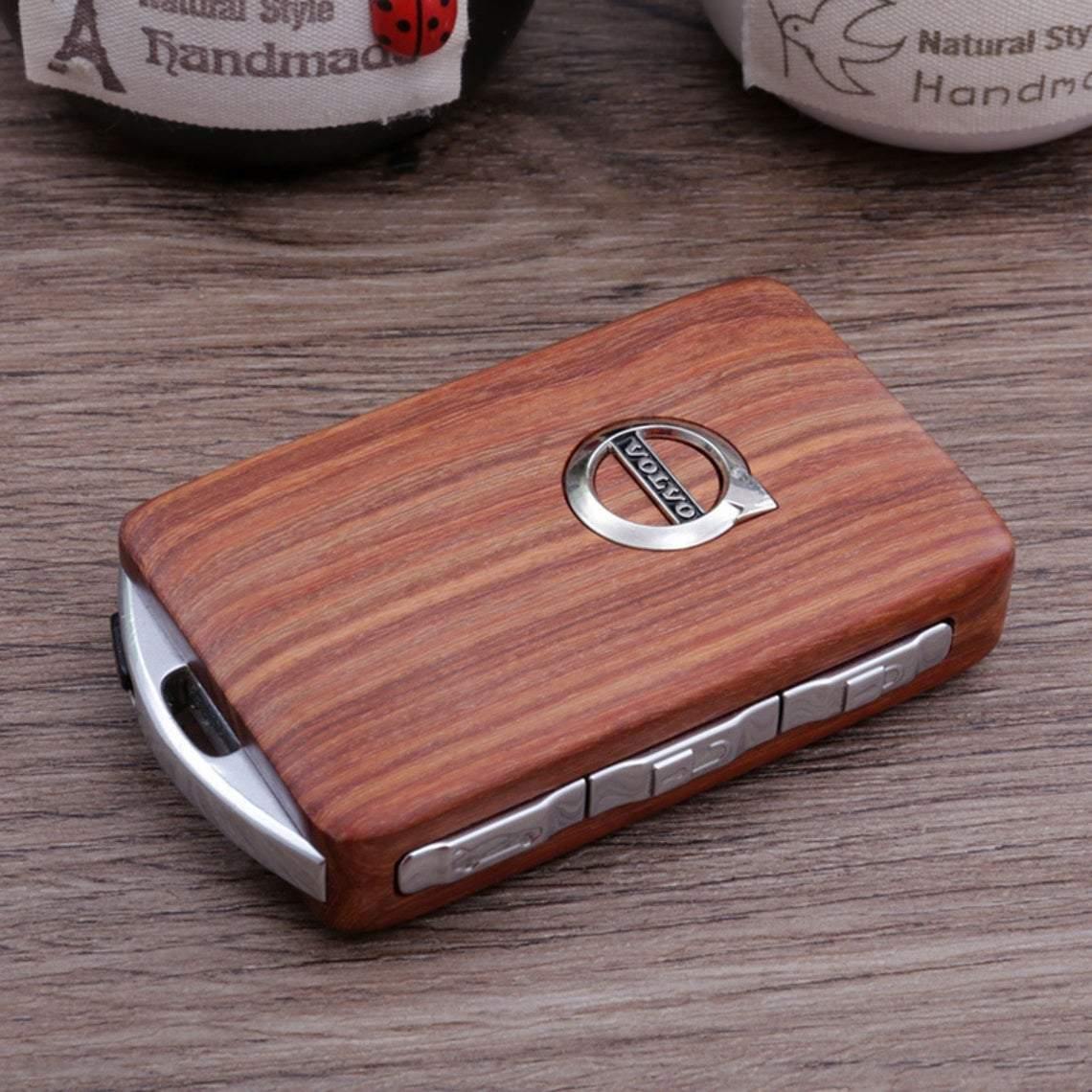 Volvo Car Key Wooden Case Cover Fob with Wristlet 🚗 🌳 🔑