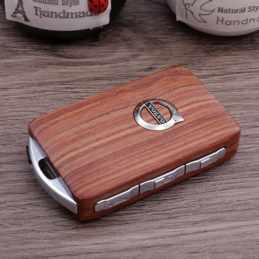 Volvo Car Key Wooden Case Cover Fob with Wristlet 🚗 🌳 🔑