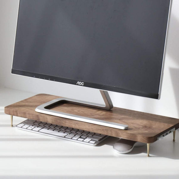 Stylish Brass Leg Monitor Holder for Desk with USB Ports 💻