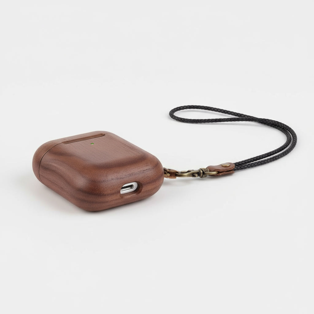 Handcrafted Wood AirPod Case 🎧 Walnut Wood Protective Cover