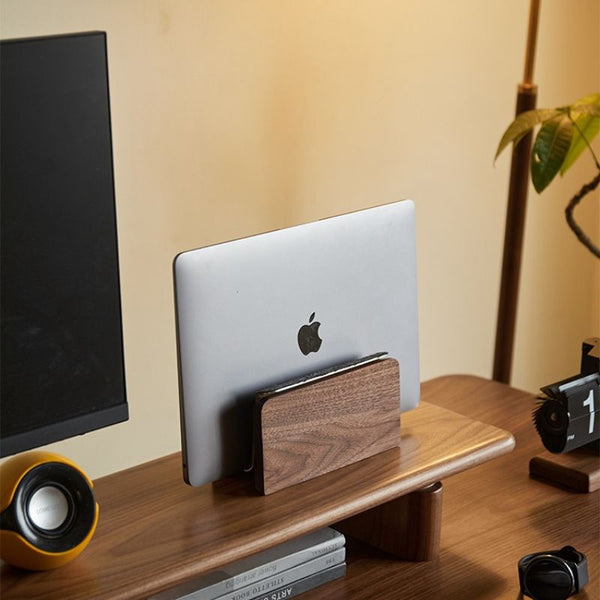 Elegant Vertical Laptop Stand in Wood - Premium Dock for MacBook
