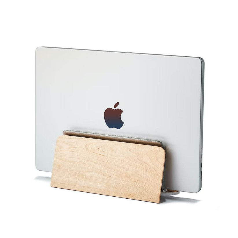 Elegant Vertical Laptop Stand in Wood - Premium Dock for MacBook