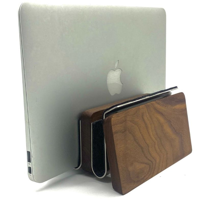 Elegant Vertical Laptop Stand in Wood - Premium Dock for MacBook