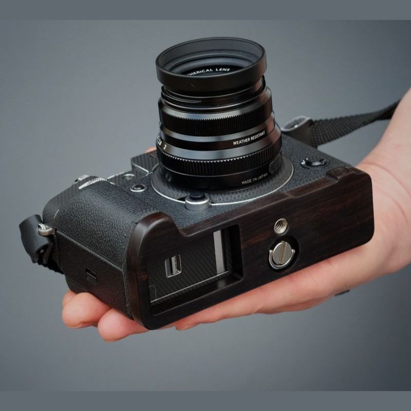 Handcrafted Wooden Handle Base for Fujifilm XT4 Camera