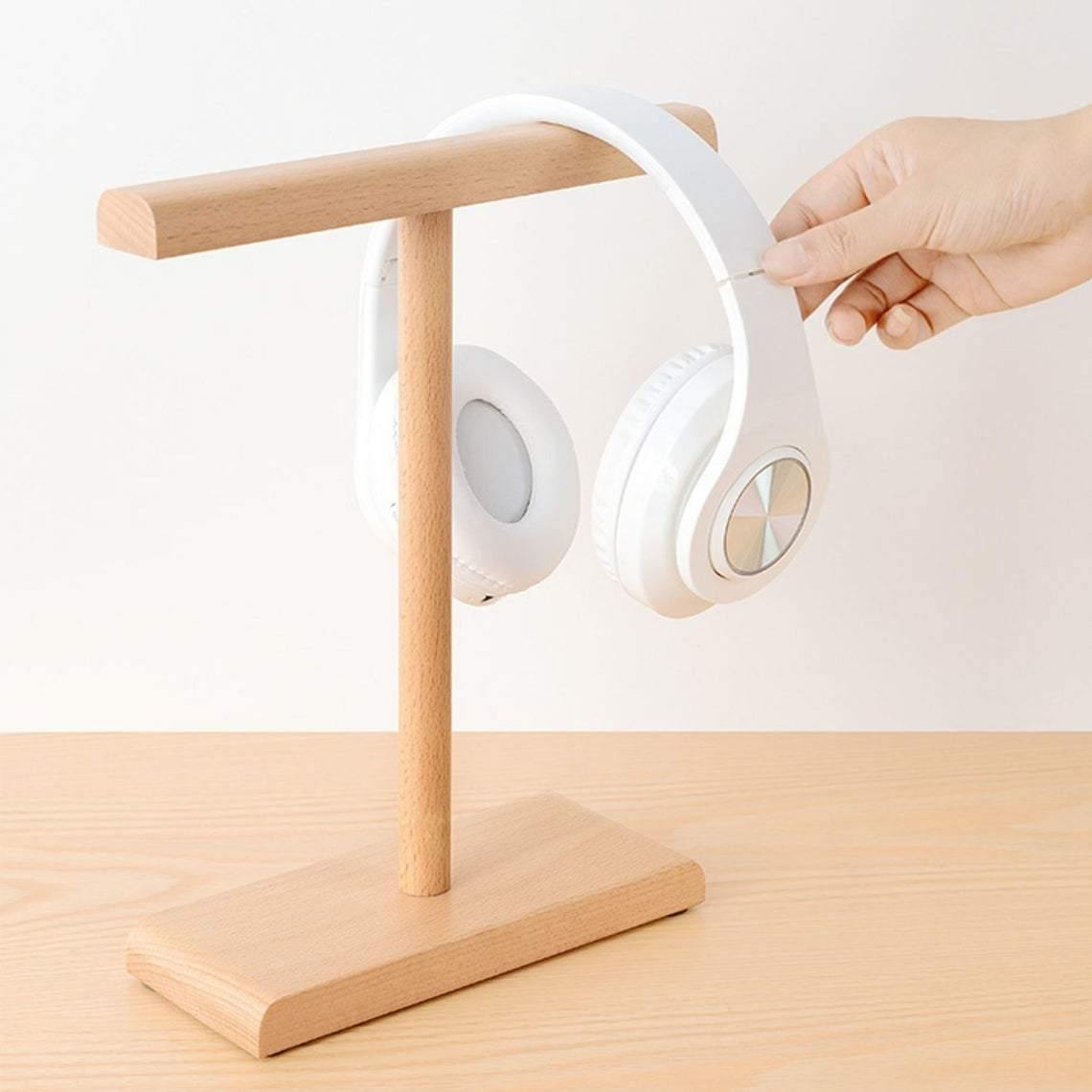 Wooden Stand for Two Headsets: Geometric Design, Eco-Friendly